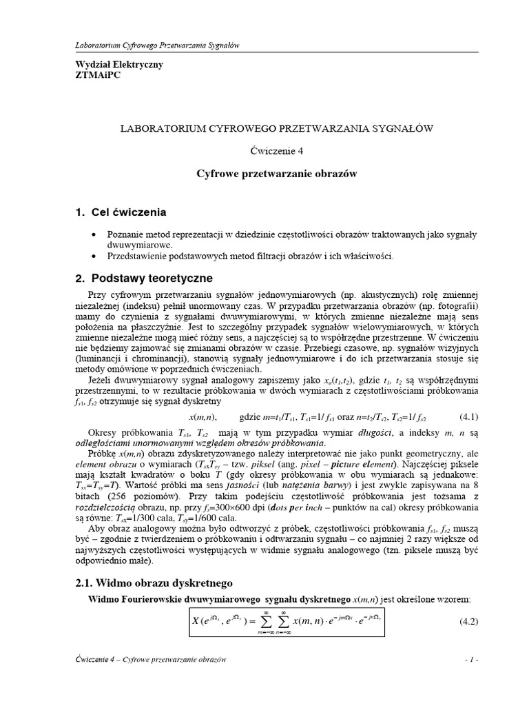 Cw.4 Cyfrowe przetwarzanie obrazow | PDF