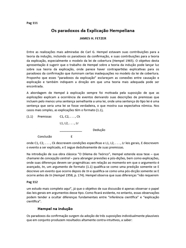 Aspectos Da Filosofia de Carl G Hempel - James H Fetzer | PDF ...