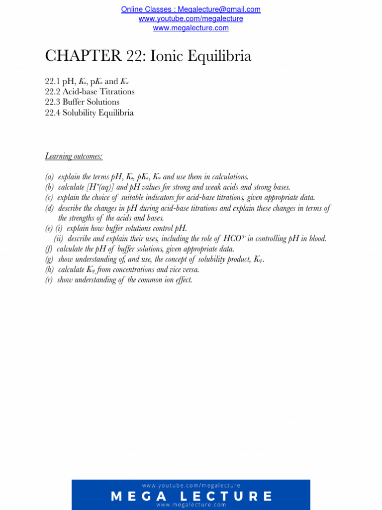 Chapter 22 Ionic Equilibria | PDF | Buffer Solution | Acid