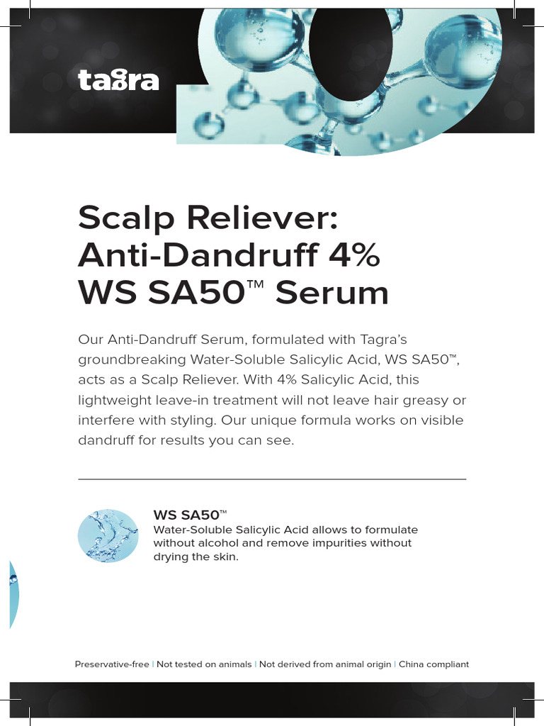WS SA50™ Anti-Dandruff - Scalp Teliever - Ácido Salicílico 4% | PDF | Ethylenediaminetetraacetic ...