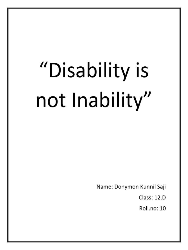 Disability is Not Inability: A Journey | PDF | Helen Keller | Disability