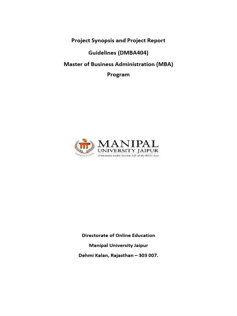 MBA Project Guidelines (Synopsis and Project Report) | PDF | Sampling ...