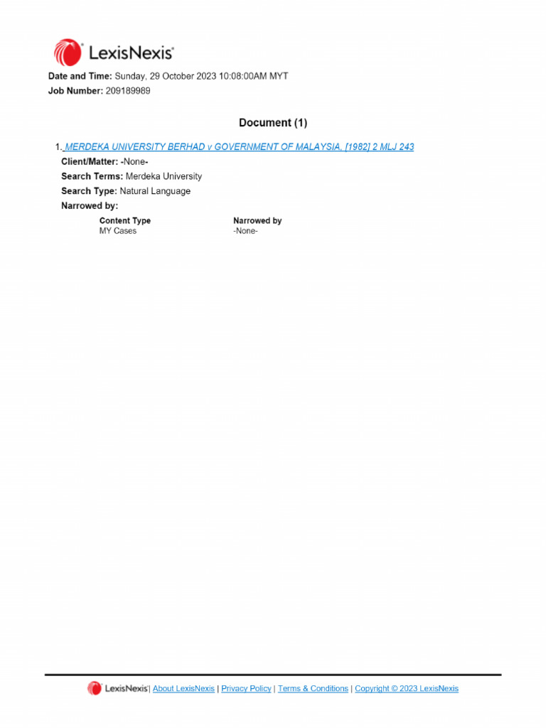 MERDEKA UNIVERSITY BERHAD V GOVERNMENT OF MALAYSIA (1982) 2 MLJ 243 | PDF