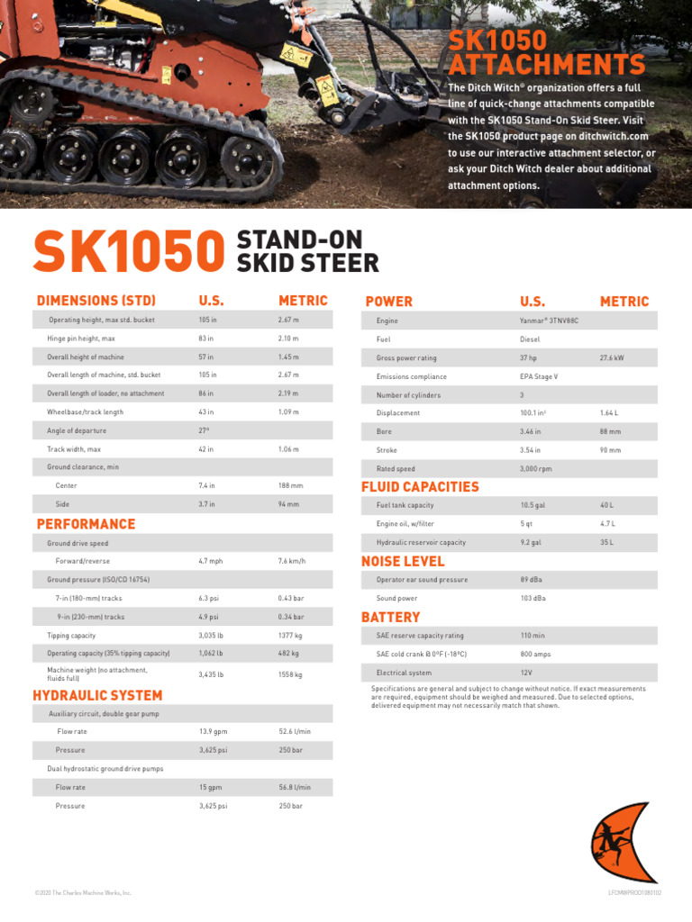 SK1050 Specs | Download Free PDF | Horsepower | Machines