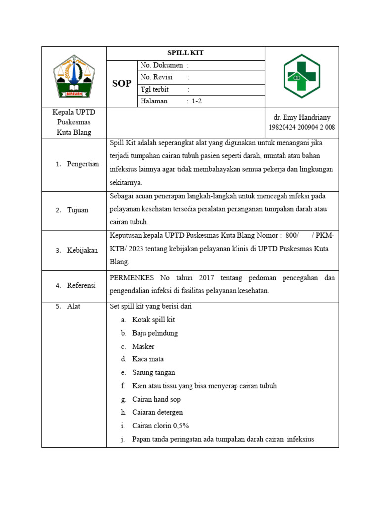 Sop Ppi Spill Kit | PDF
