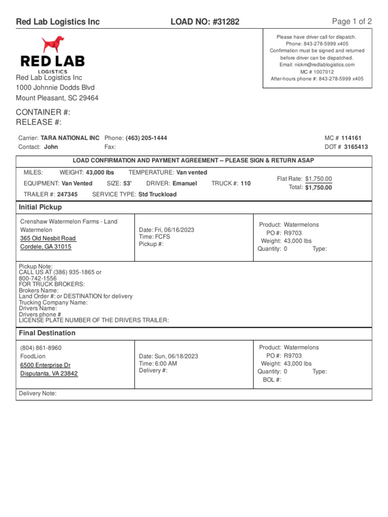 Note For Truck | PDF | Cargo | Bill Of Lading