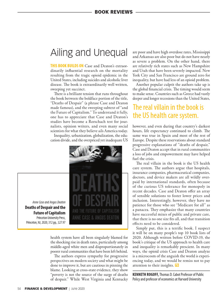 Book Review Deaths of Despair and The Future of Capitalism | PDF | Economies