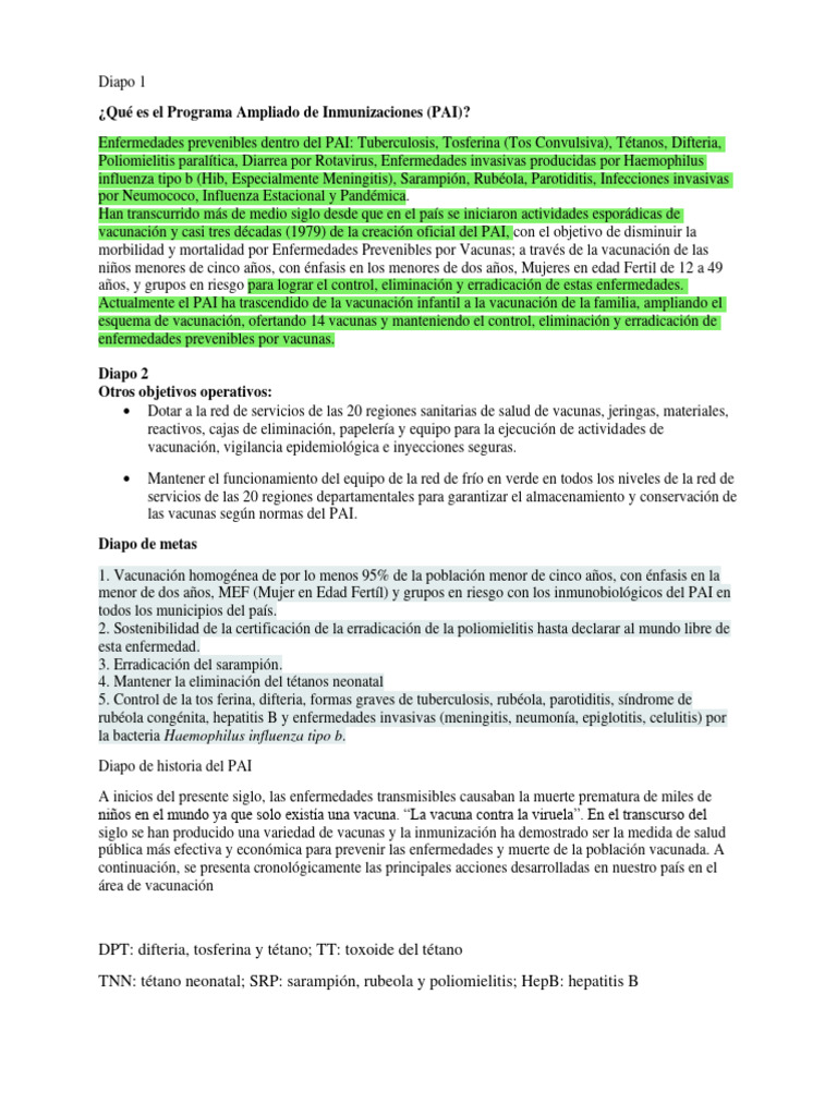¿Qué Es El Programa Ampliado de Inmunizaciones (PAI) ? | PDF ...