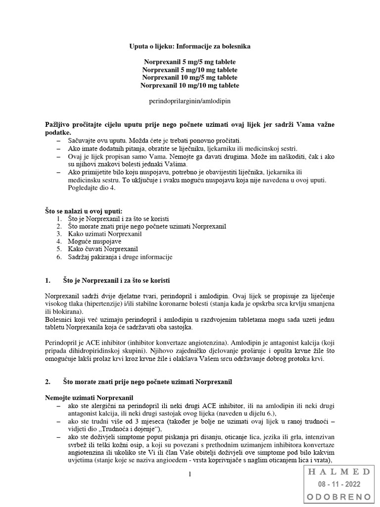 Uputa o Lijeku Norprexanil | PDF