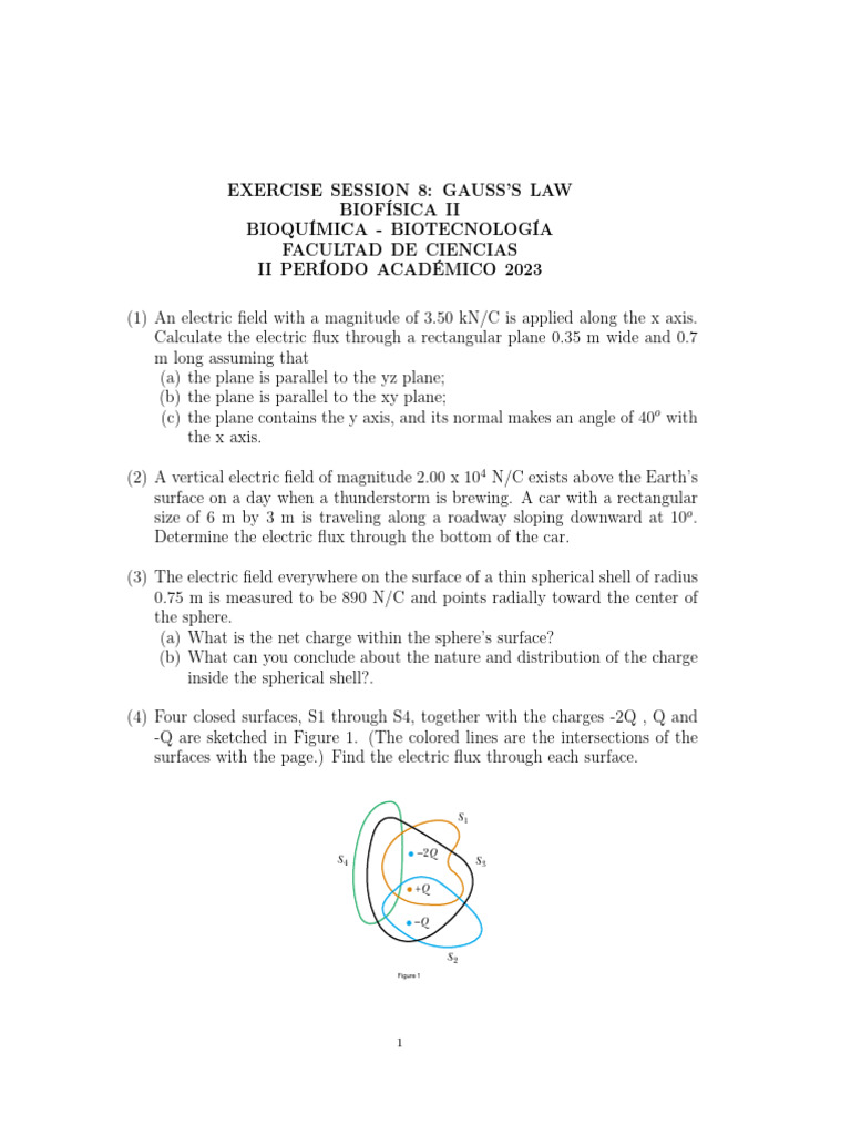 Gauss's Law: Electric Flux Exercises | PDF | Sphere | Electromagnetism
