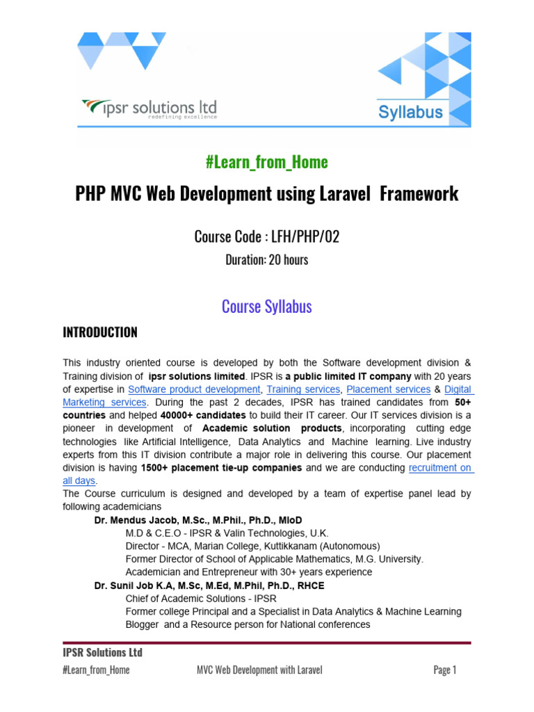 PHP MVC Web Development Using Laravel | Download Free PDF | World Wide Web | Internet & Web