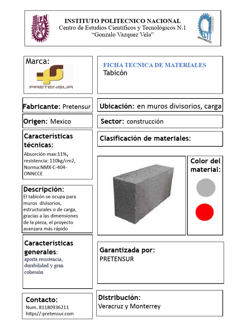 Medidas Y Características Del Tabicón Pdf Materiales Naturaleza