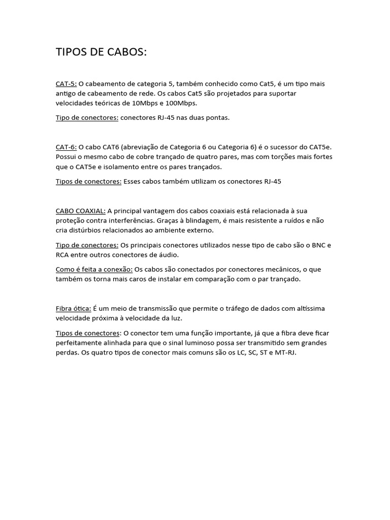 Tipos de Cabos | PDF