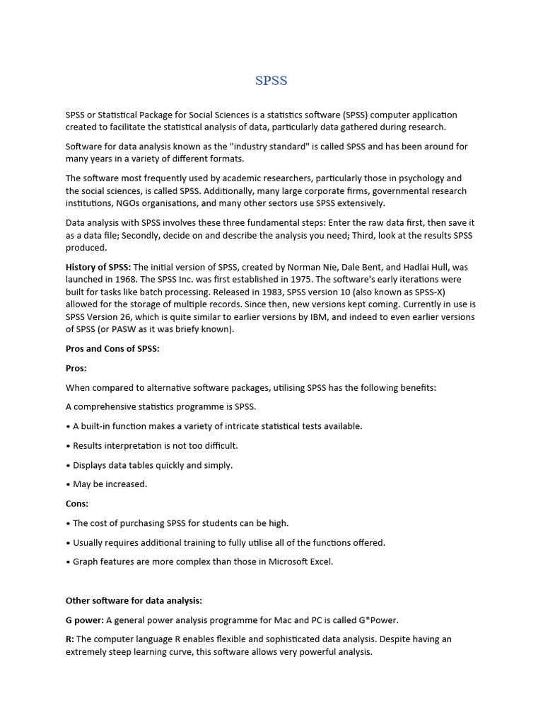 Unit 1 SPSS | PDF | Spss | Data Analysis