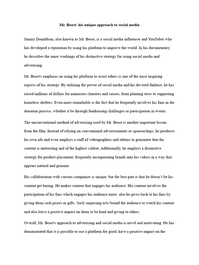 MR Beast | PDF | Social Media | Popular Culture & Media Studies