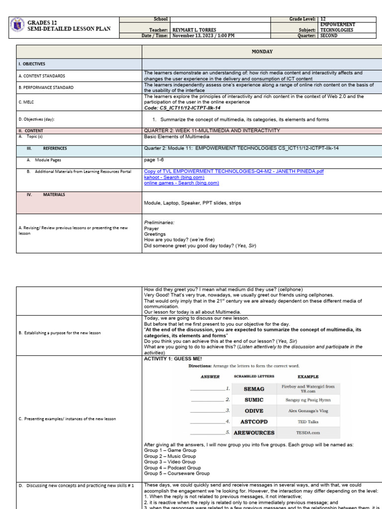 Ict-Dlp For Demo Teaching | PDF | Multimedia | Podcast