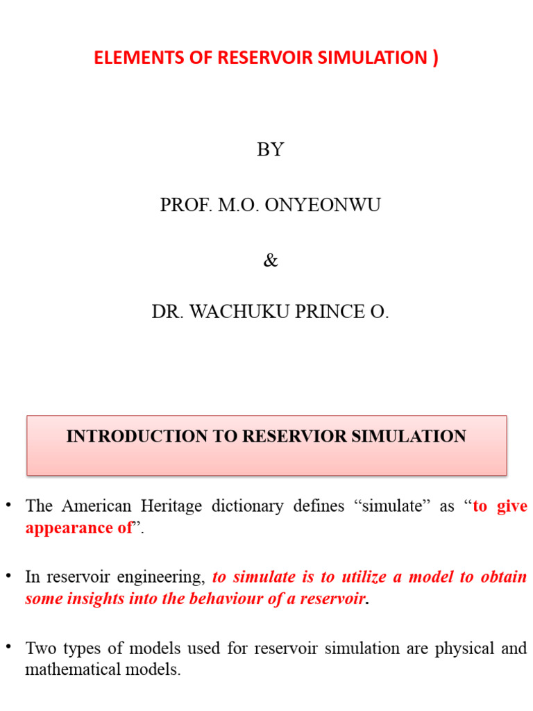 Element Of Reservoir Simulation Png 506 2 Pdf Permeability Earth