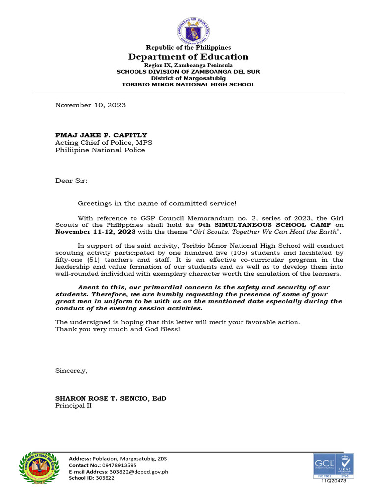 letter of invitation bsp camporal | PDF