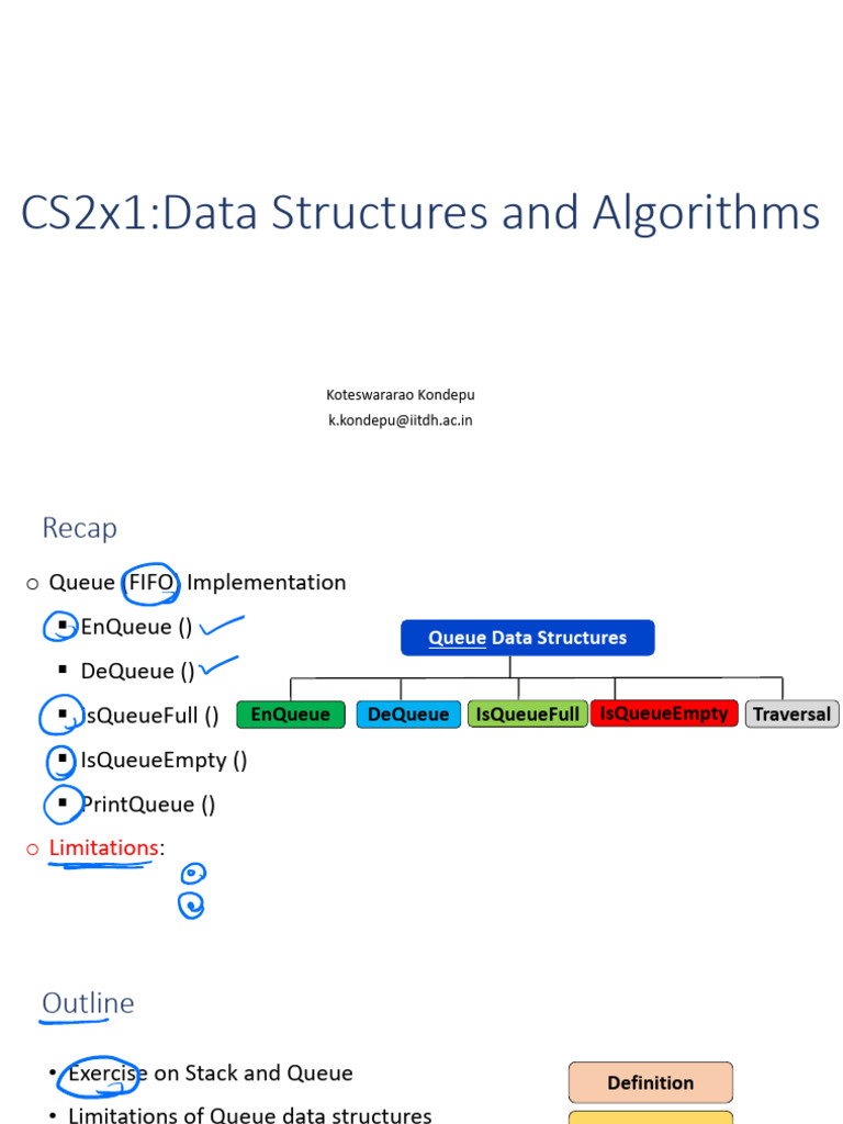 CS2x1 DSA Spring 2023 L4 | PDF | Queue (Abstract Data Type) | Computer Programming