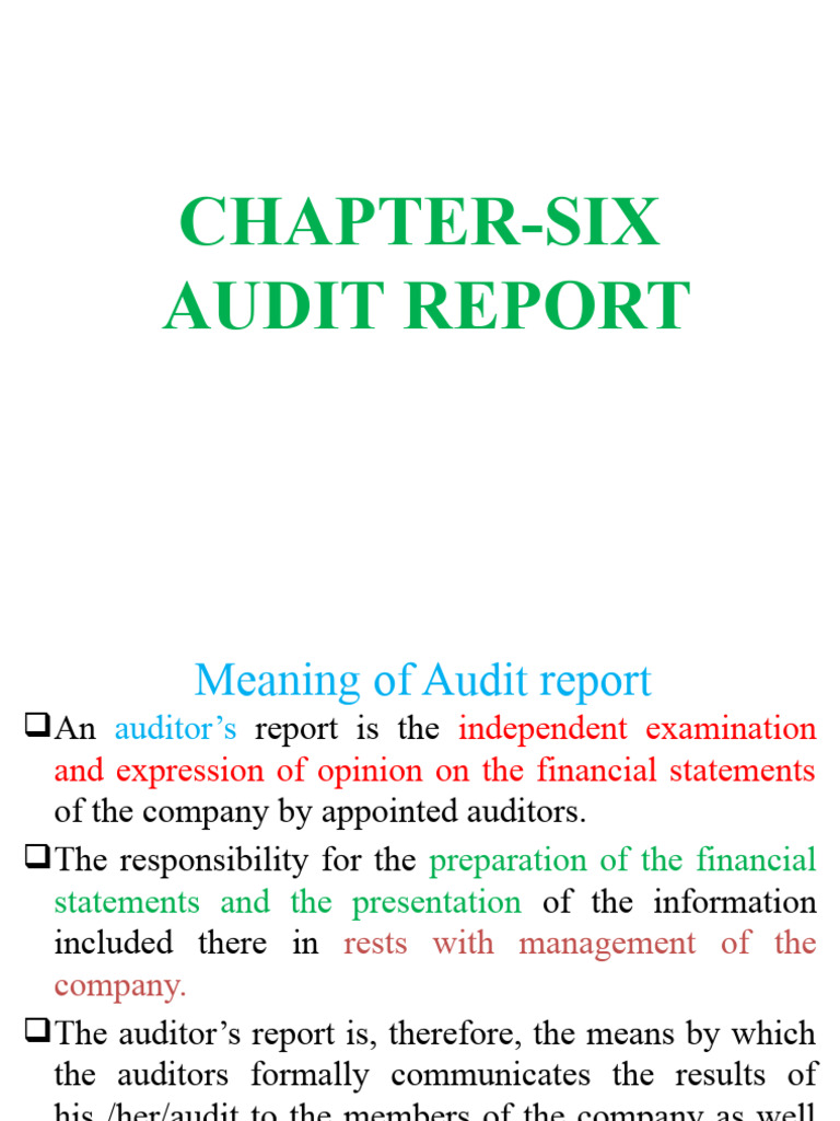 Chapter Six | PDF | Auditor's Report | Audit