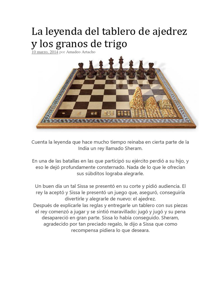 La Leyenda Del Tablero de Ajedrez y Los Granos de Trigo | PDF | Ajedrez ...
