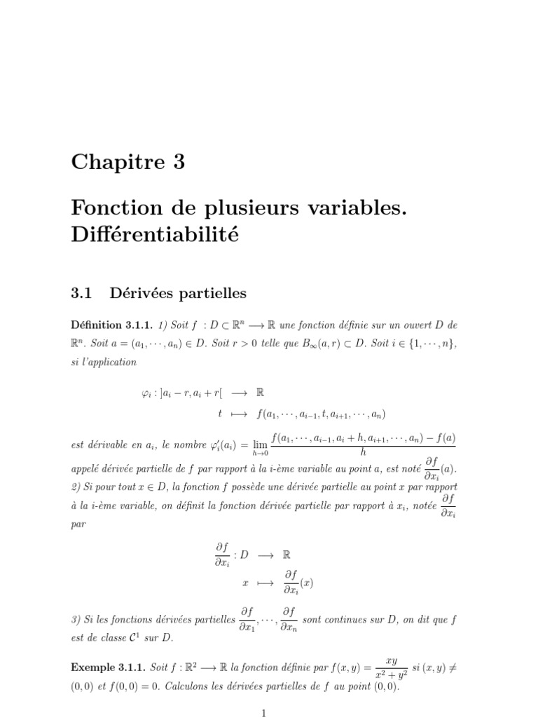 Derivées partielles et différentiabilité | PDF | Objets mathématiques ...