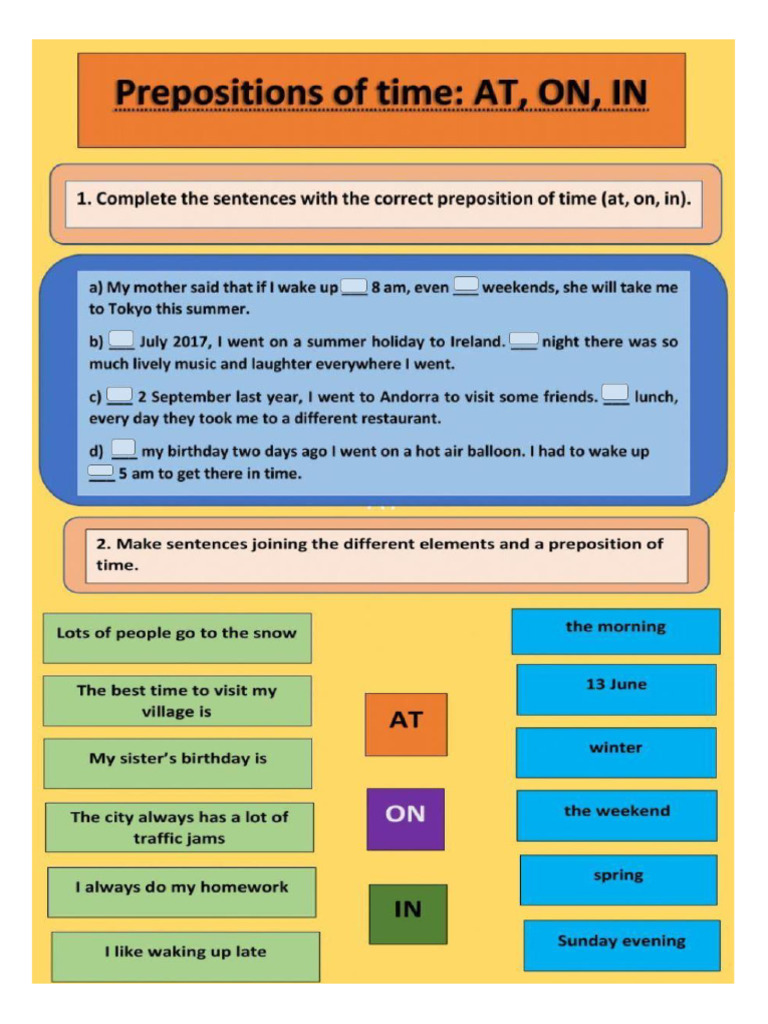 At in On Exercises | PDF