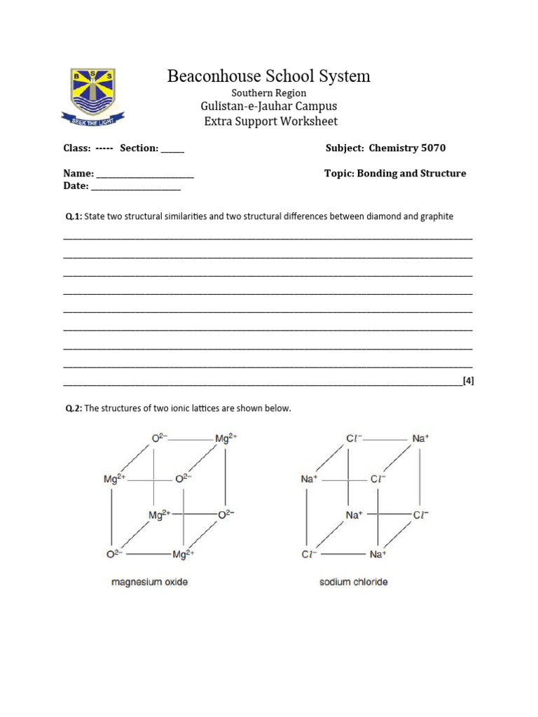 Worksheet of Chemical Bonding | PDF | Chemical Bond | Chlorine