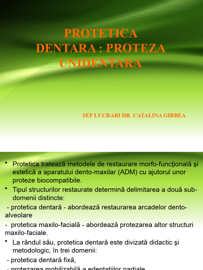 Curs 1 An 3 Protetica | PDF