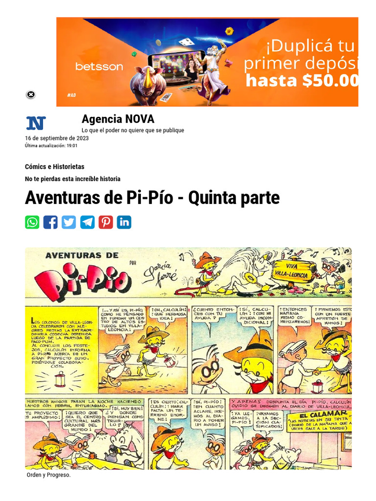 Aventuras de Pi-Pío - Quinta parte | PDF