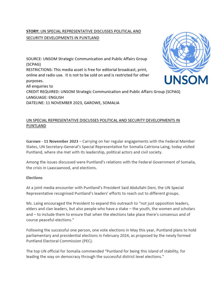 English Article - UN Special Representative Discusses Political and ...