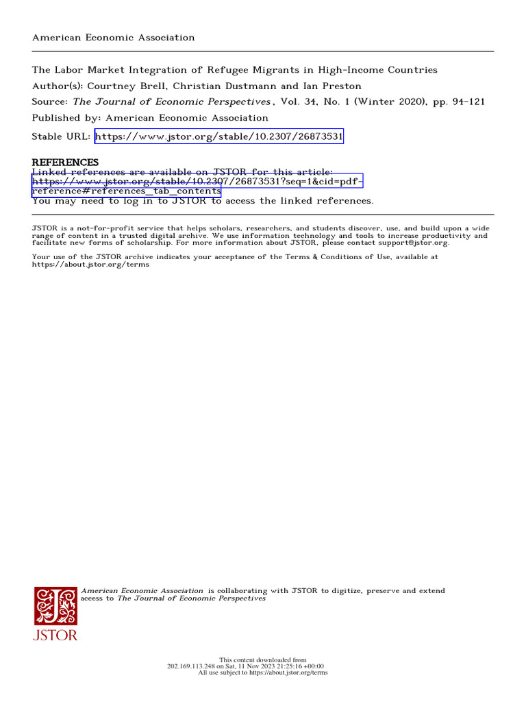 The Labor Market Integration of Refugee Migrants in High-Income ...