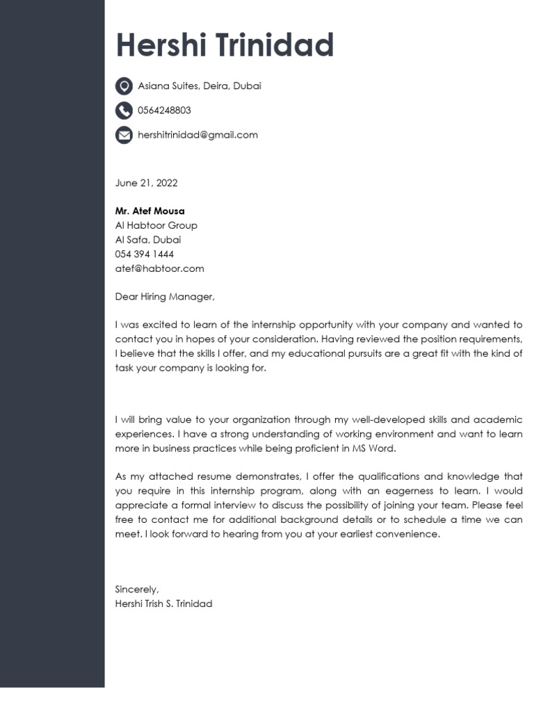 Sample Cover Letter | PDF