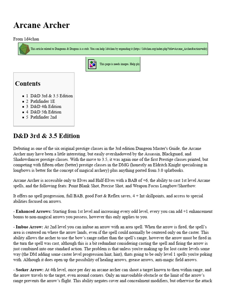 Arcane Archer - 1d4chan | Download Free PDF | Archery | Dungeons & Dragons