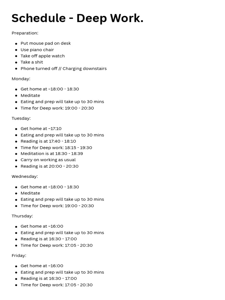 Schedule - Deep Work | PDF