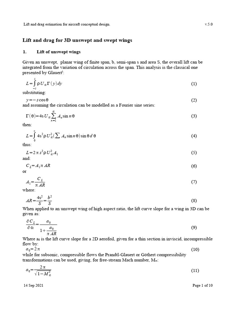 Lift and Drag Estimation v5 | PDF | Boundary Layer | Airfoil Lift and Drag Estimation v5 | PDF | Boundary Layer | Airfoil