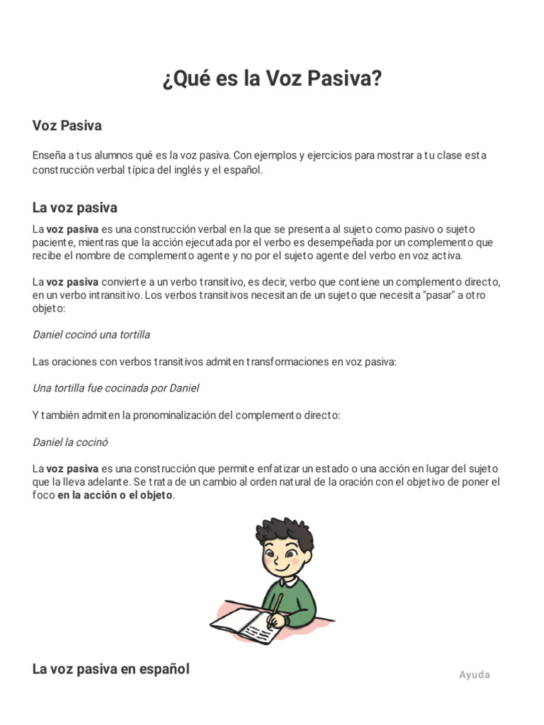 ¿Qué Es La Voz Pasiva - Twinkl | PDF | Verbo | Oración (Lingüística)