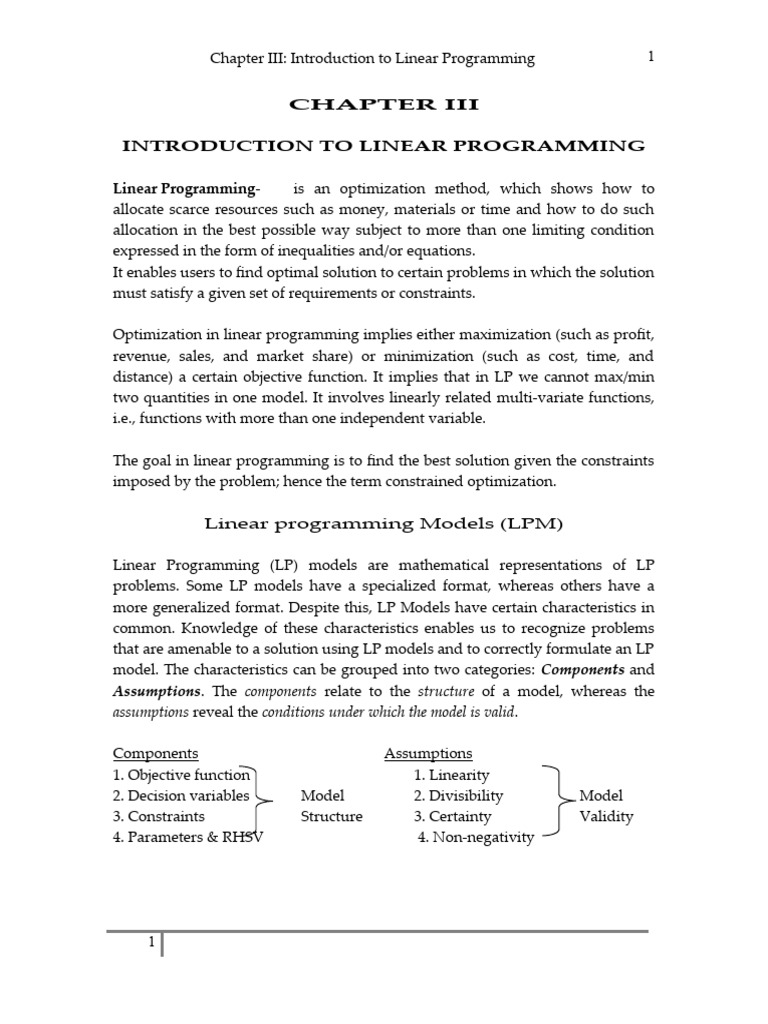 Chapter Three 1 Pdf Linear Programming Mathematical Optimization 9099