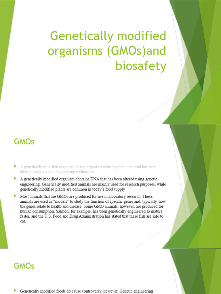 Genetically Modified Organisms (Gmos) and Biosafety | PDF | Genetically Modified Organism ...