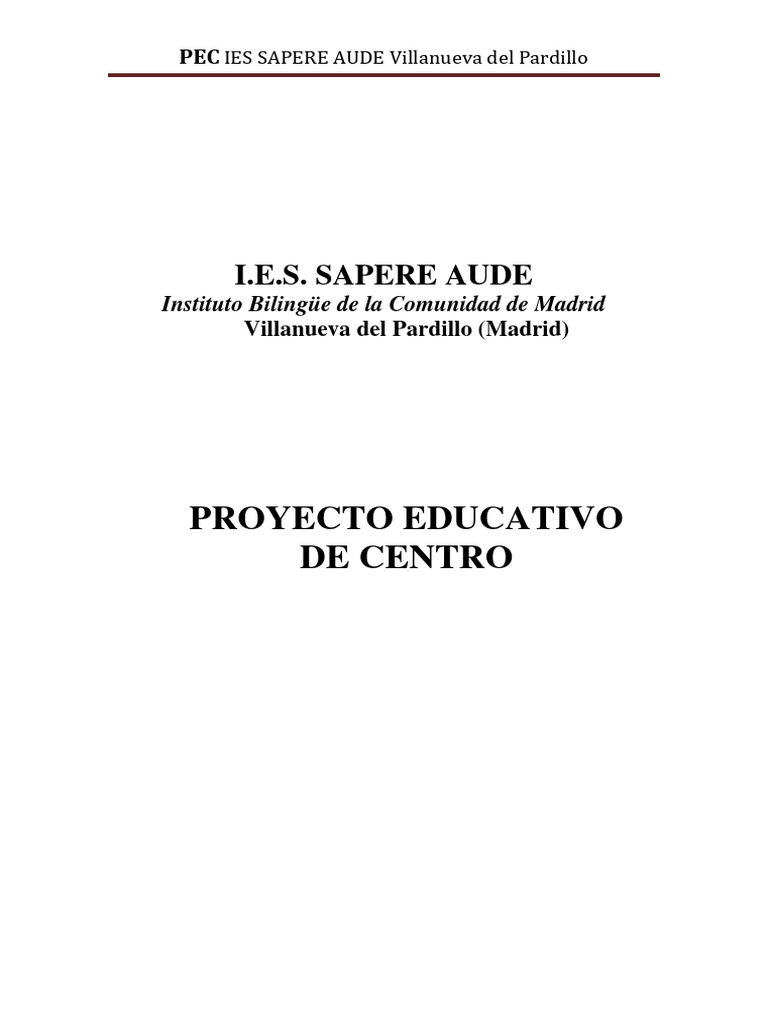 Proyecto Educativo de Centro: I.E.S. Sapere Aude | PDF | Evaluación | Aprendizaje
