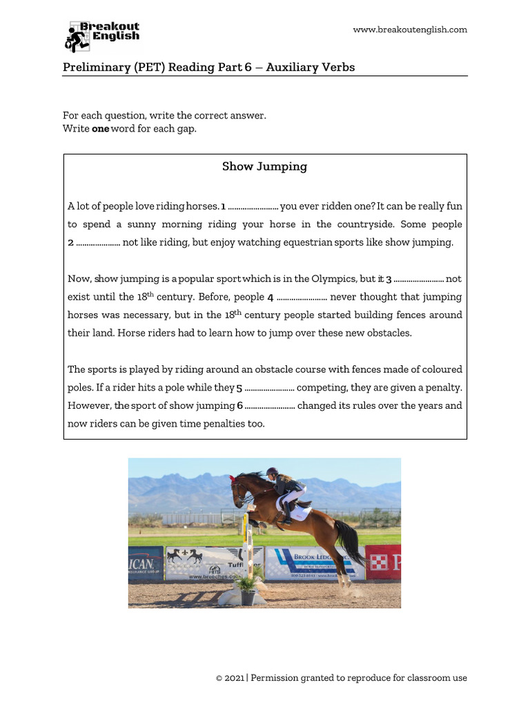 PET Reading Part 6 5 Open Cloze Tests | PDF