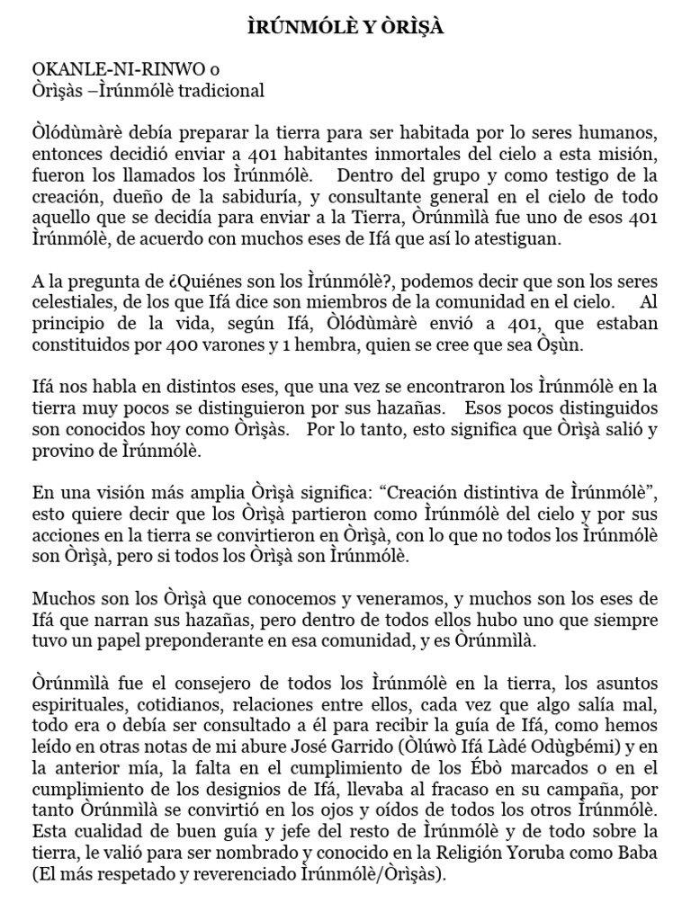 Irunmole y Orisha | PDF
