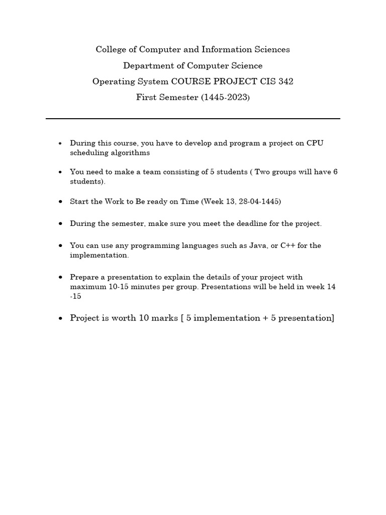 Os Project Pdf Scheduling Computing Theoretical Computer Science