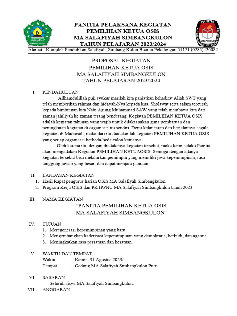 Pemilihan Ketua OSIS MA Salafiyah 2023 | PDF | Agama & Spiritualitas