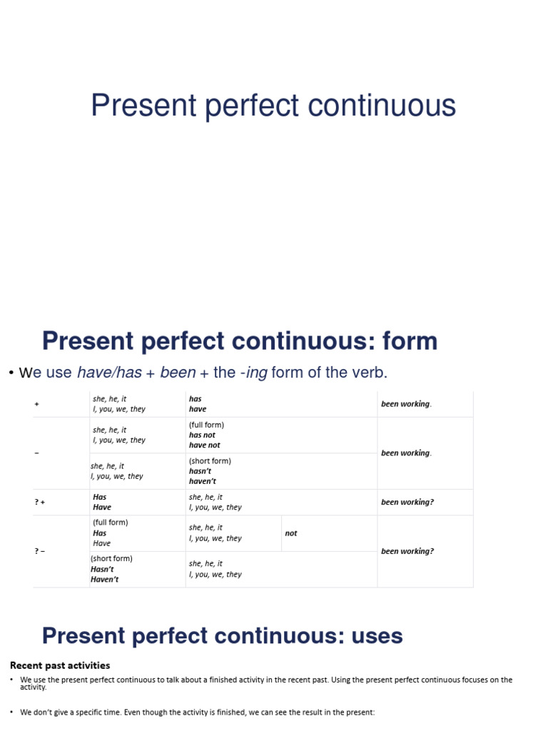 Present Perfect Continuous | PDF