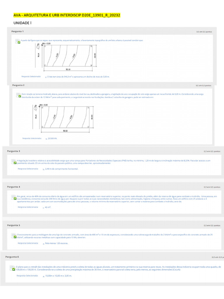 Respostas AVA arquitetura e urbanismo Interdisciplinar | PDF