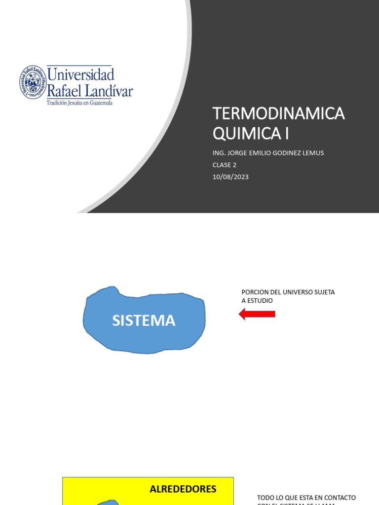 TERMODINAMICA QUIMICA I Clase 2 | PDF | Termodinámica | Química