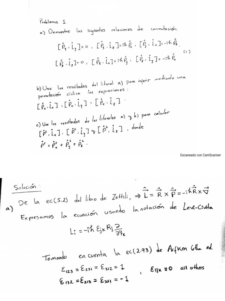 Problemas 5.1, 5.2, 5.10. Zettili. | PDF