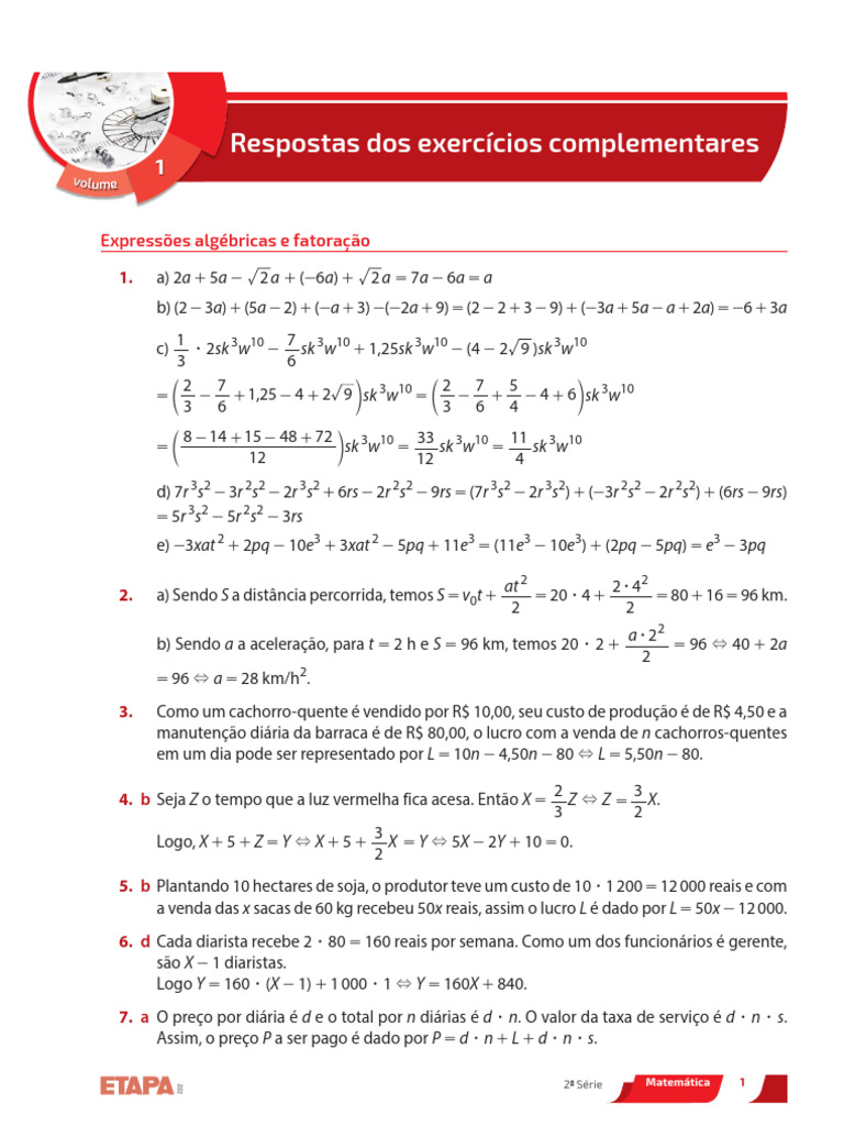Respostas Dos Exercicios Complementares | PDF | Número racional | Matemática