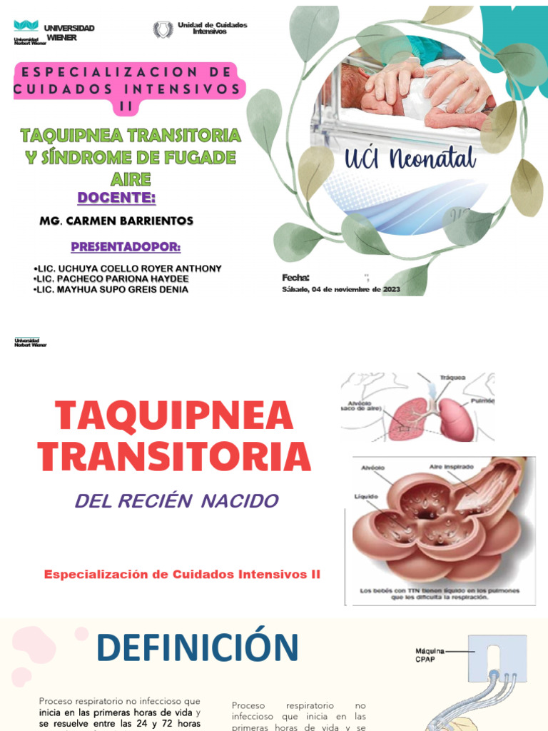 Taquipnea Transitoria y Neumotórax Neonatal | PDF | Pulmón | Sistema ...